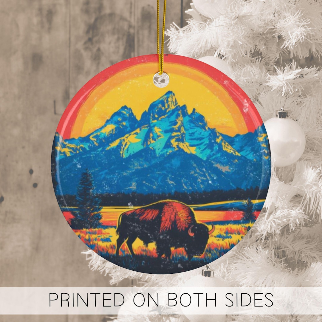 Grand Teton National Park Ornament, Bison Christmas Ornament, Buffalo ...