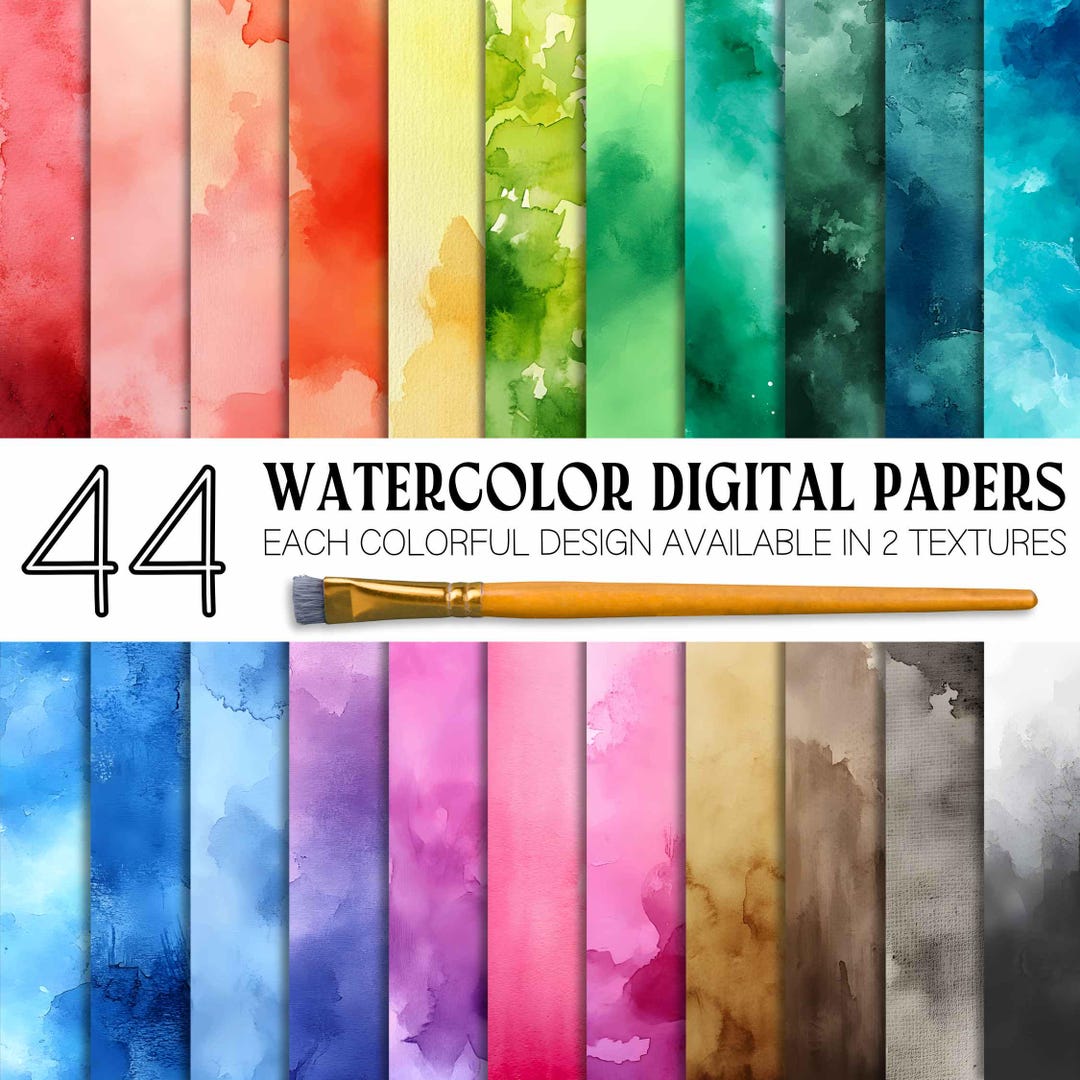 Watercolor Digital Paper, Digital Download Watercolor Background, PNG ...