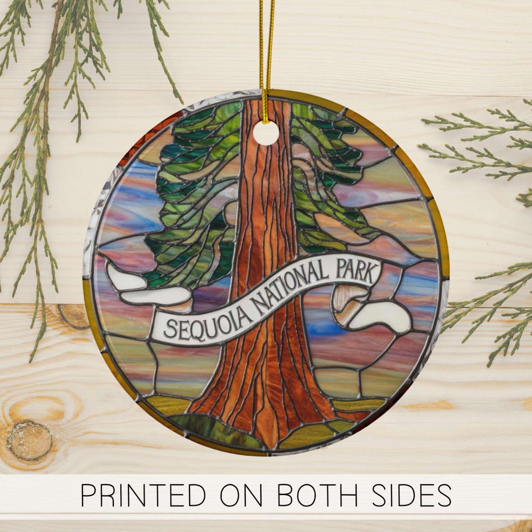 Sequoia National Park Christmas Ornament, Faux Stained Glass Sequoia ...