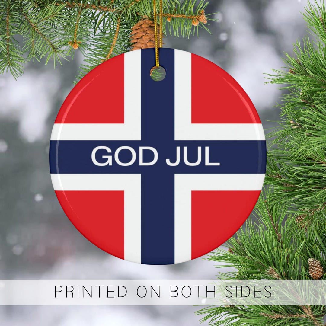 Norwegian Flag Ornament, God Jul Christmas Ornament, Norway Christmas ...