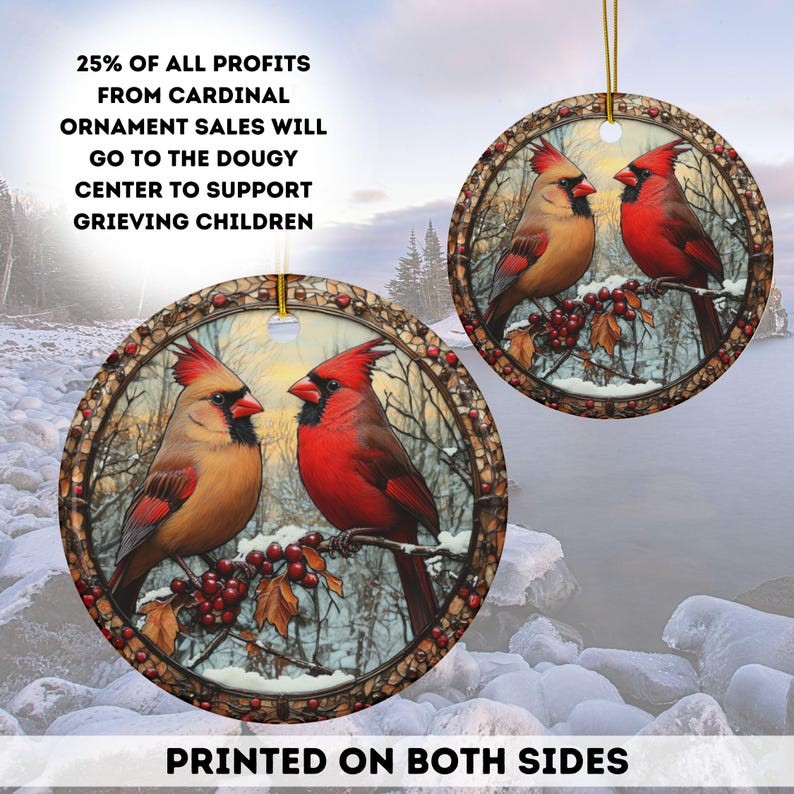CARDINAL Male Female Grief Loss Ceramic Christmas Ornament, Bird Lover ...