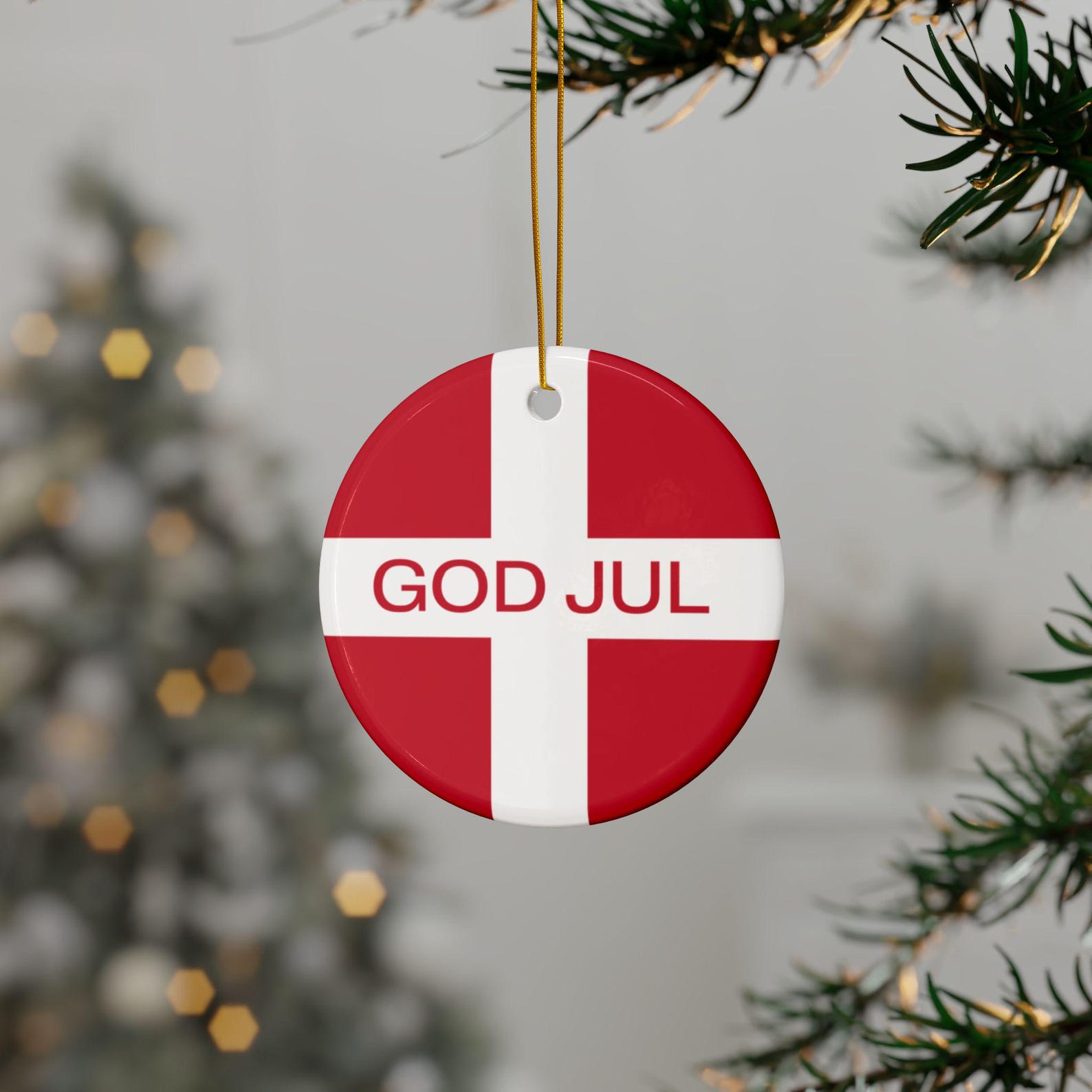 Danish Flag Ornament, God Jul Christmas Ornament, Denmark Christmas ...