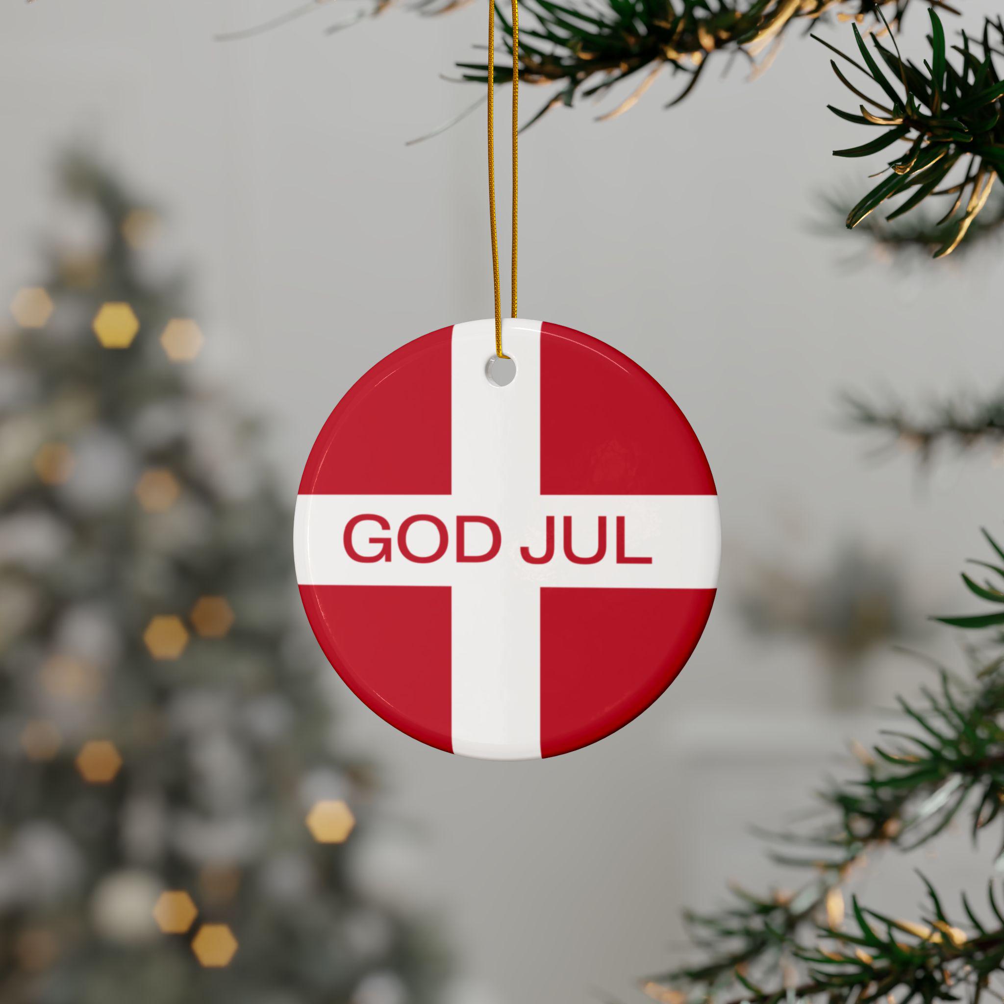 Danish Flag Ornament, God Jul Christmas Ornament, Denmark Christmas ...