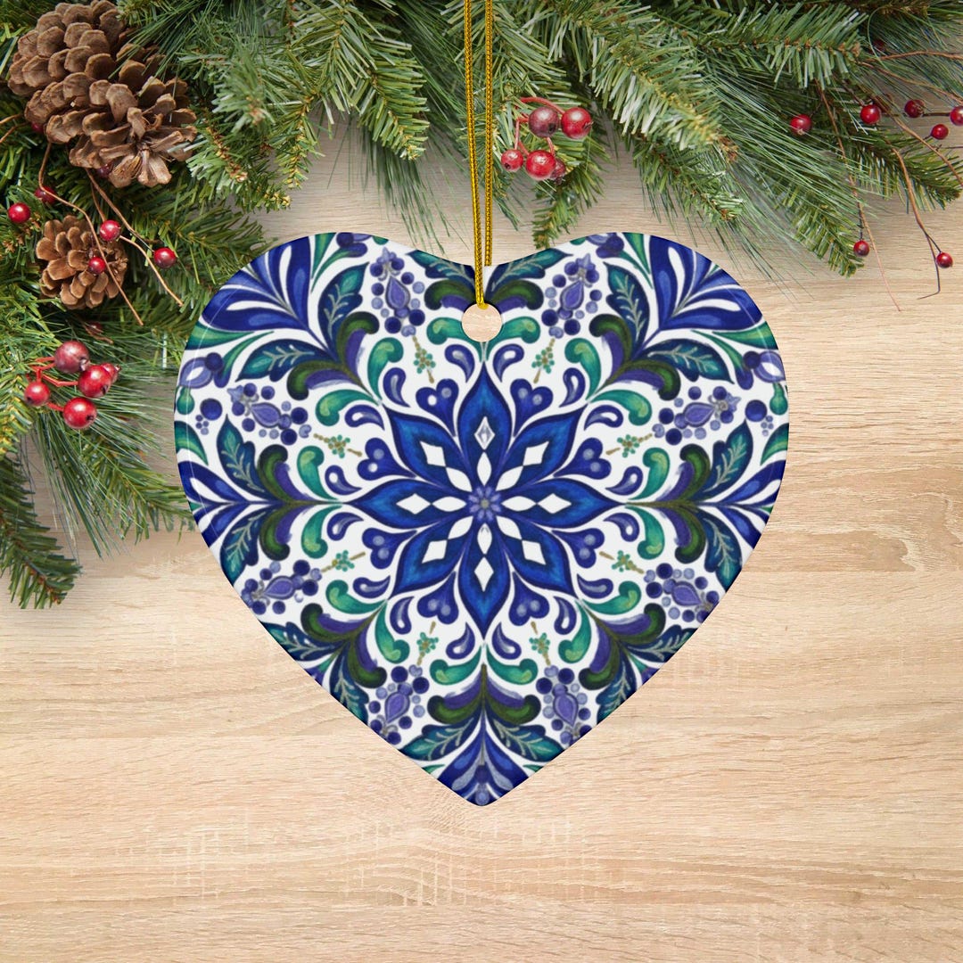 Scandinavian Heart Ornament, God Jul Folk Art Christmas Ornament ...