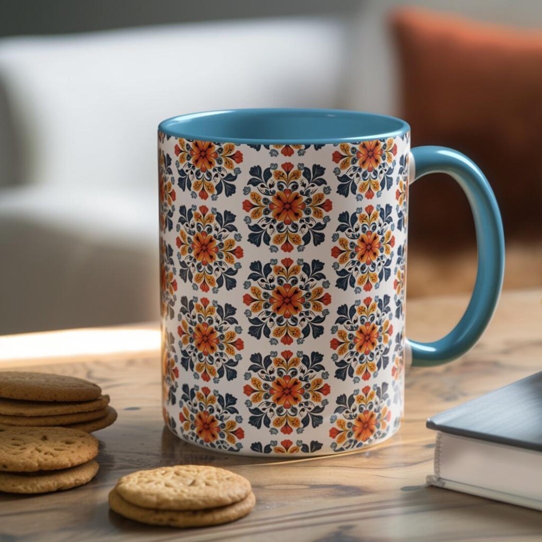 Scandinavian Inspired Nordic Folk Art Mug, Coffee Mug With Norwegian ...