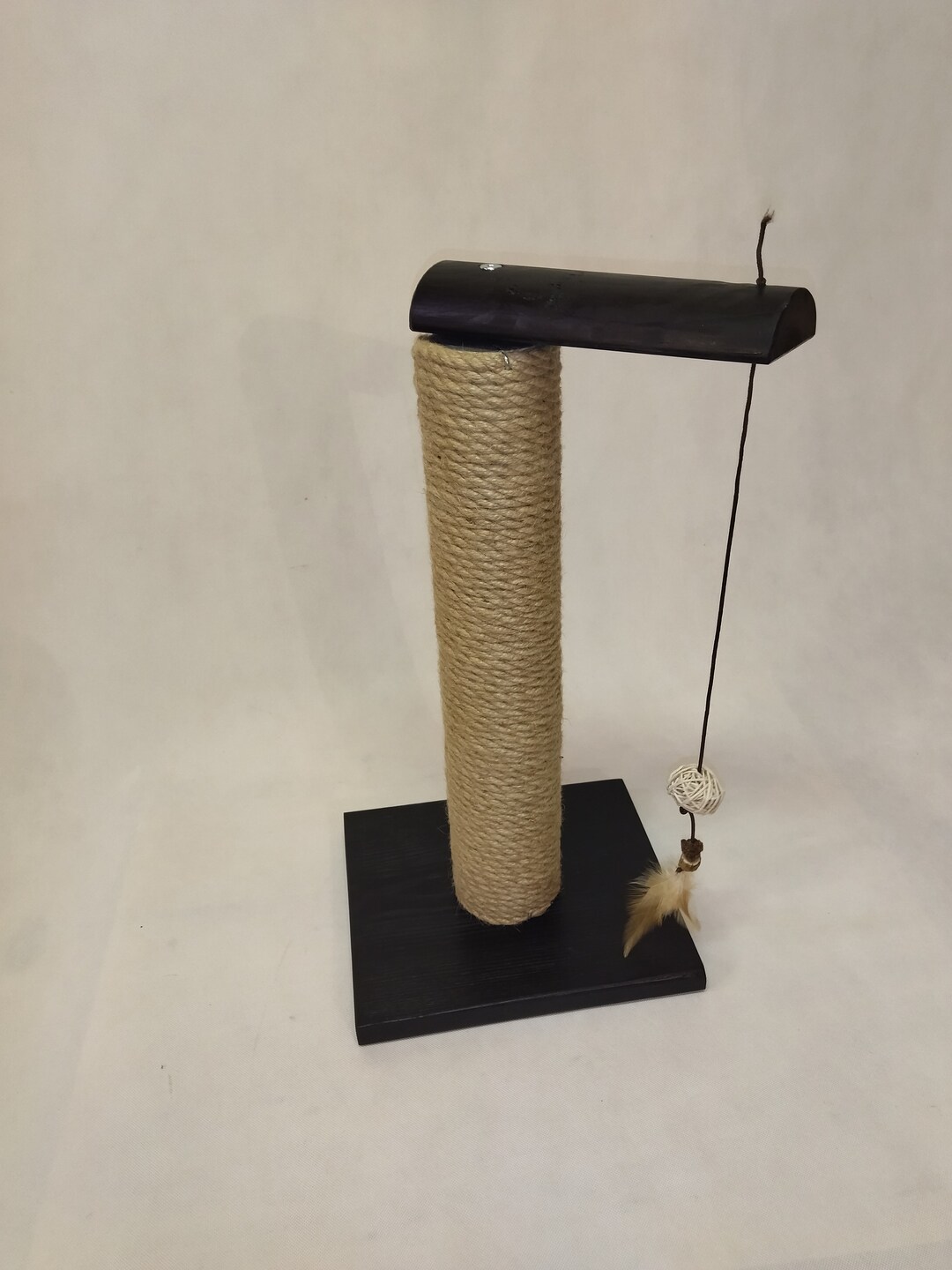 Wooden Black Pine Cat Scratcher With Toy - Etsy