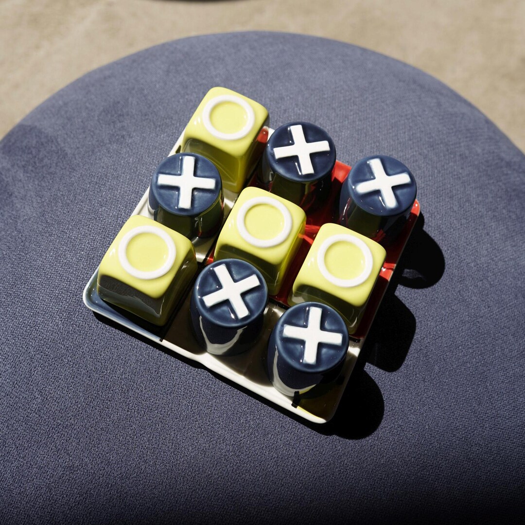 Tic Tac Toe Drink Game Ceramic Dinnerware Shots Glasses on Hand Paint ...