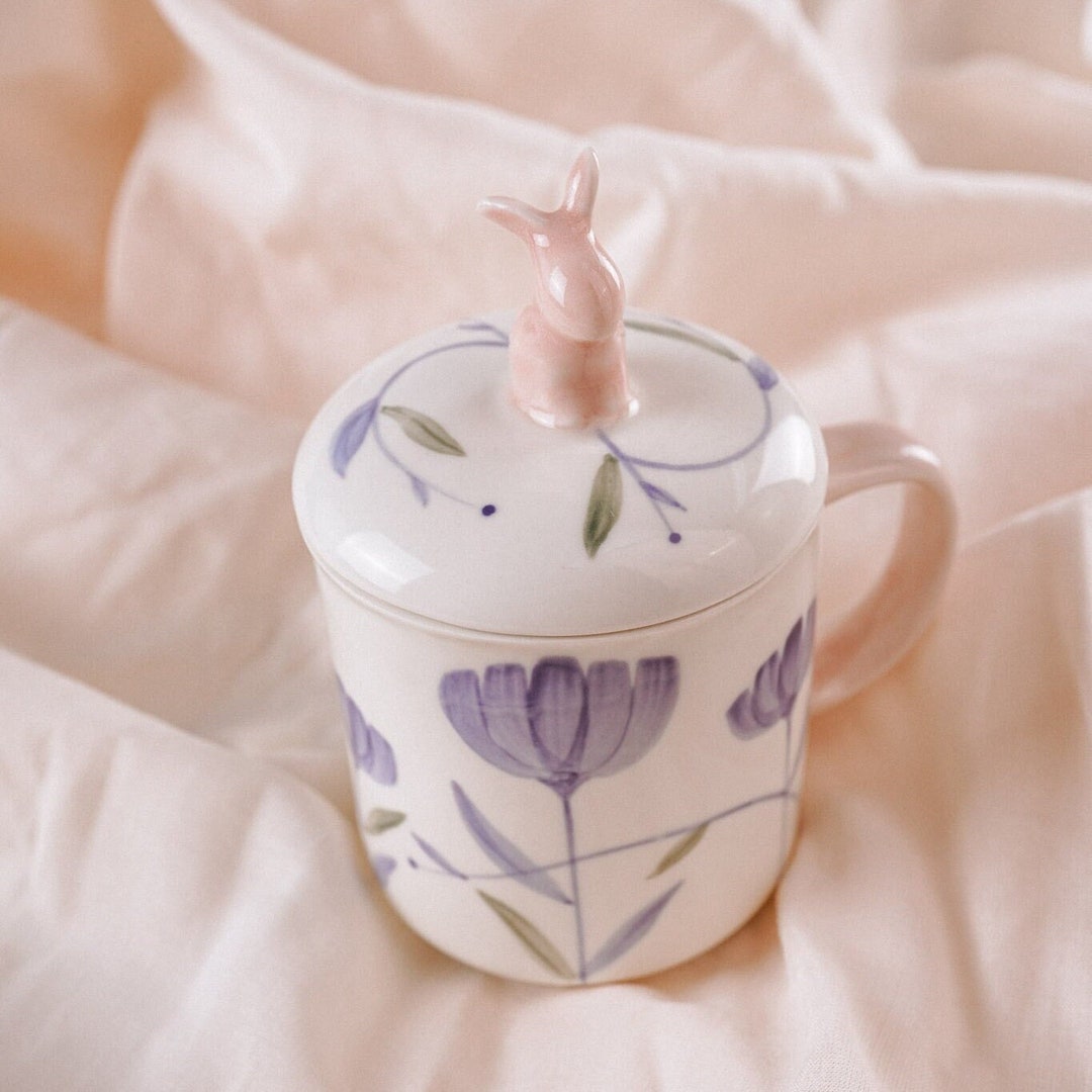 Tea Cup Ceramic Unique Coffee Mugs Pottery Rabbit Lover Gift Porcelain ...