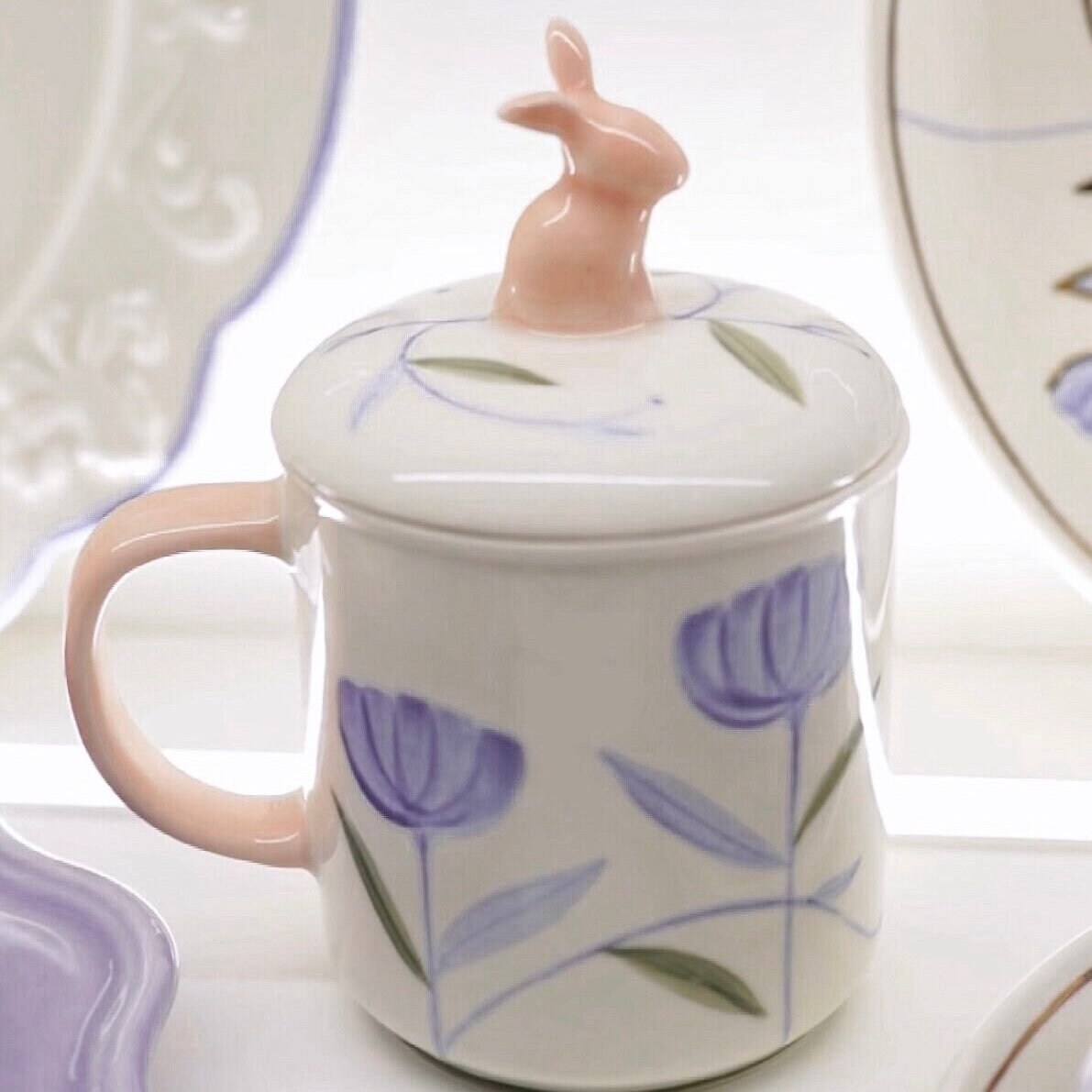 Tea Cup Ceramic Unique Coffee Mugs Pottery Rabbit Lover Gift Porcelain ...