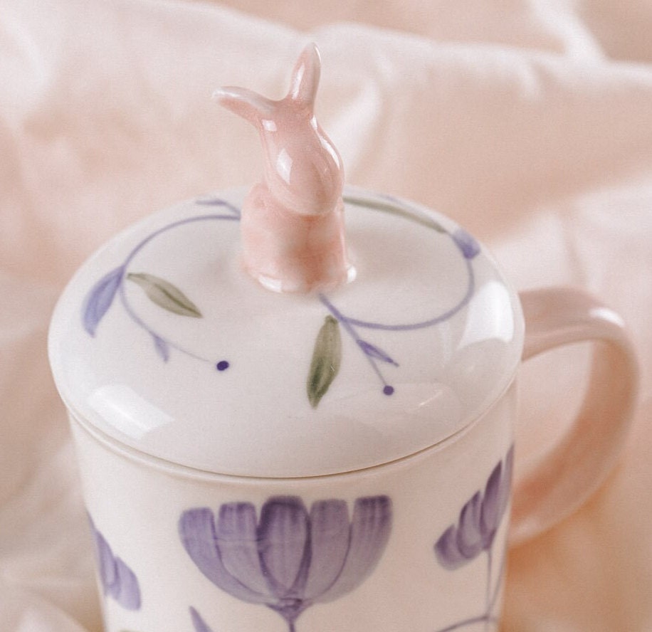 Tea Cup Ceramic Unique Coffee Mugs Pottery Rabbit Lover Gift Porcelain ...