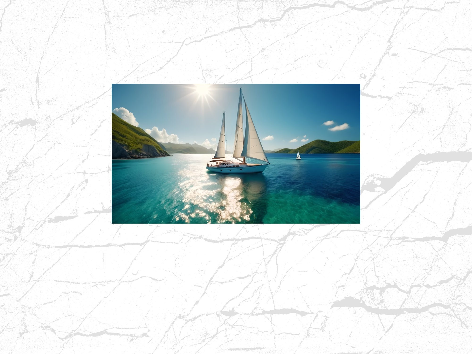 Sailboats on Tranquil Sea Digital Art, Samsung Frame TV Art, 16x9 Ratio ...