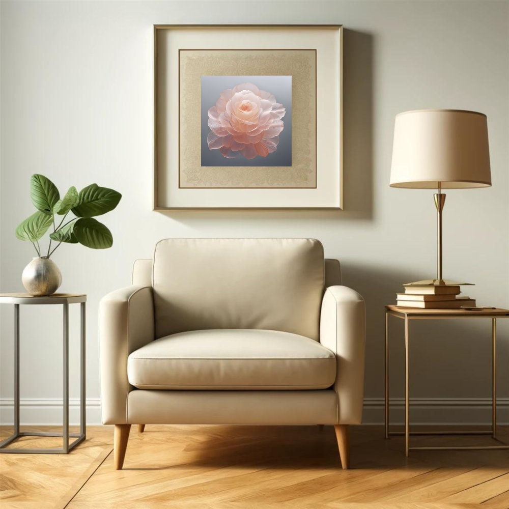Elegant Blush Pink Flower Wall Art, Floral Art Print, Large Rose Print ...