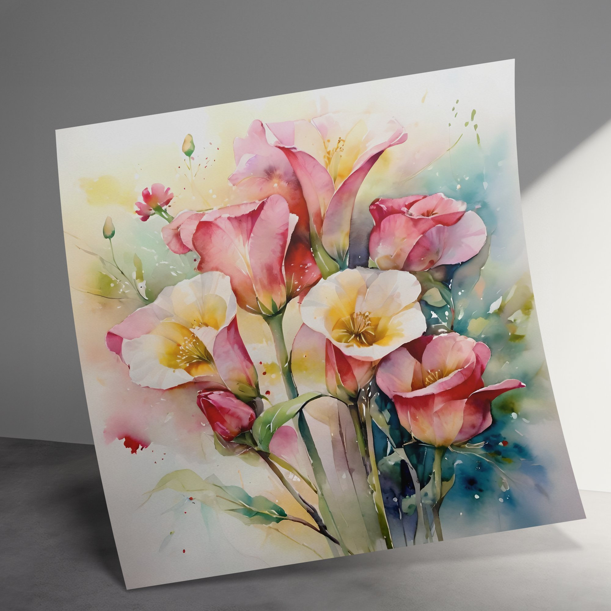 Colorful Watercolor Flowers Wall Art, Floral Home Decor, Vibrant ...