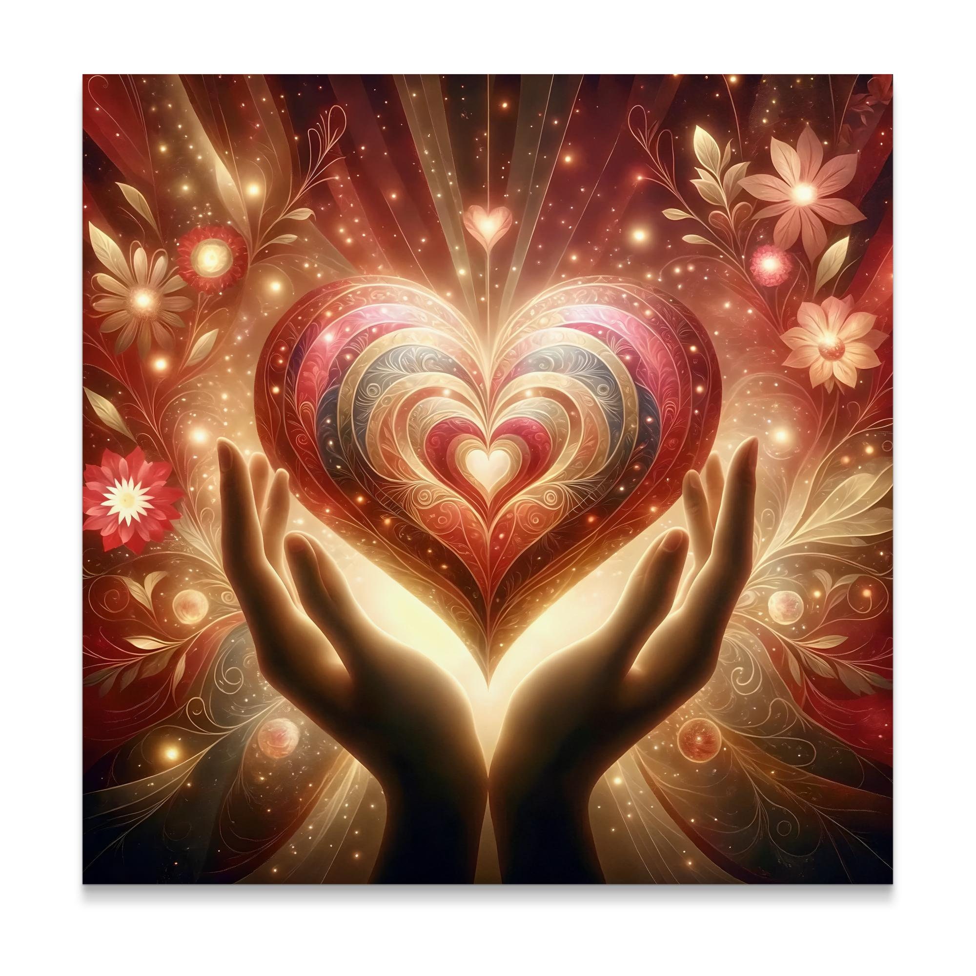 Spiritual Heart Wall Art, Radiant Light and Flowers, Love and Healing ...