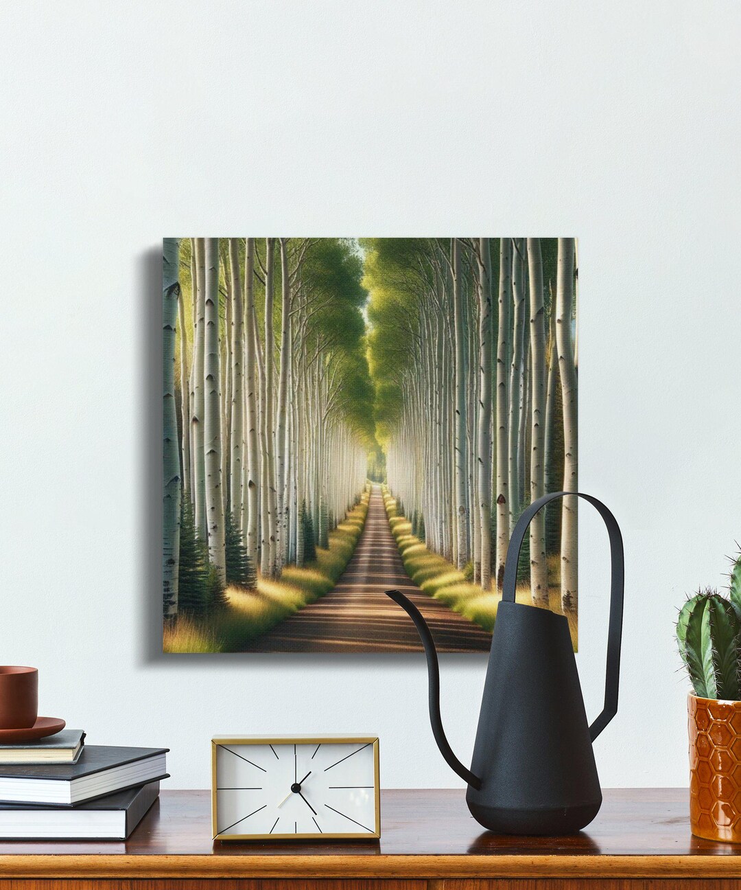 Enchanted Forest Pathway on Canvas, Nature Scene Wall Art, Birch Trees ...