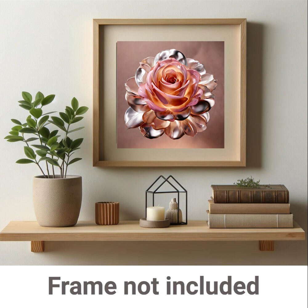 Rose Gold Flower Wall Art, Rose Petal Photography, Home Office Decor ...