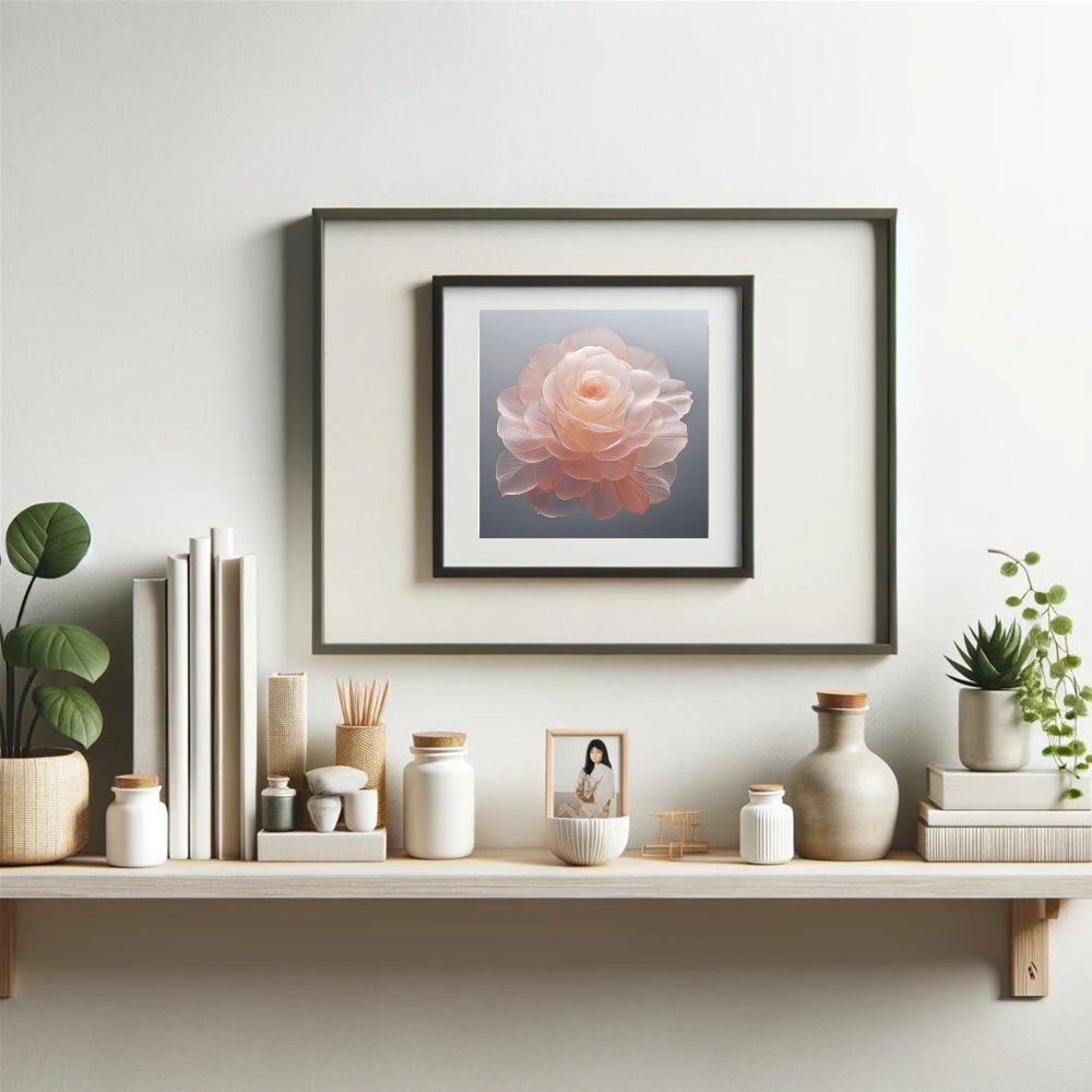 Elegant Blush Pink Flower Wall Art, Floral Art Print, Large Rose Print ...