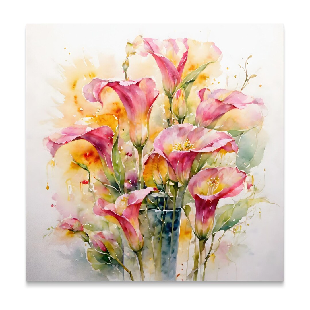 Watercolor Calla Lily Wall Art, Floral Botanical Print Elegant Pink ...
