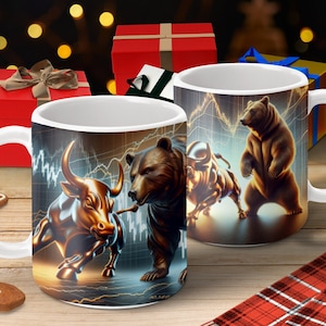 Bulls Vs Bears 11 Oz Stock Trading Themed White Ceramic Mug - Etsy
