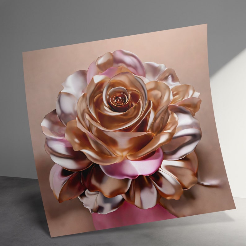 Rose Gold Flower Wall Art, Elegant Floral Decor Print, Perfect Accent ...