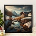 Rustic Mountain Cabin Landscape Art Print, Alpine Winter Scenery Wall ...