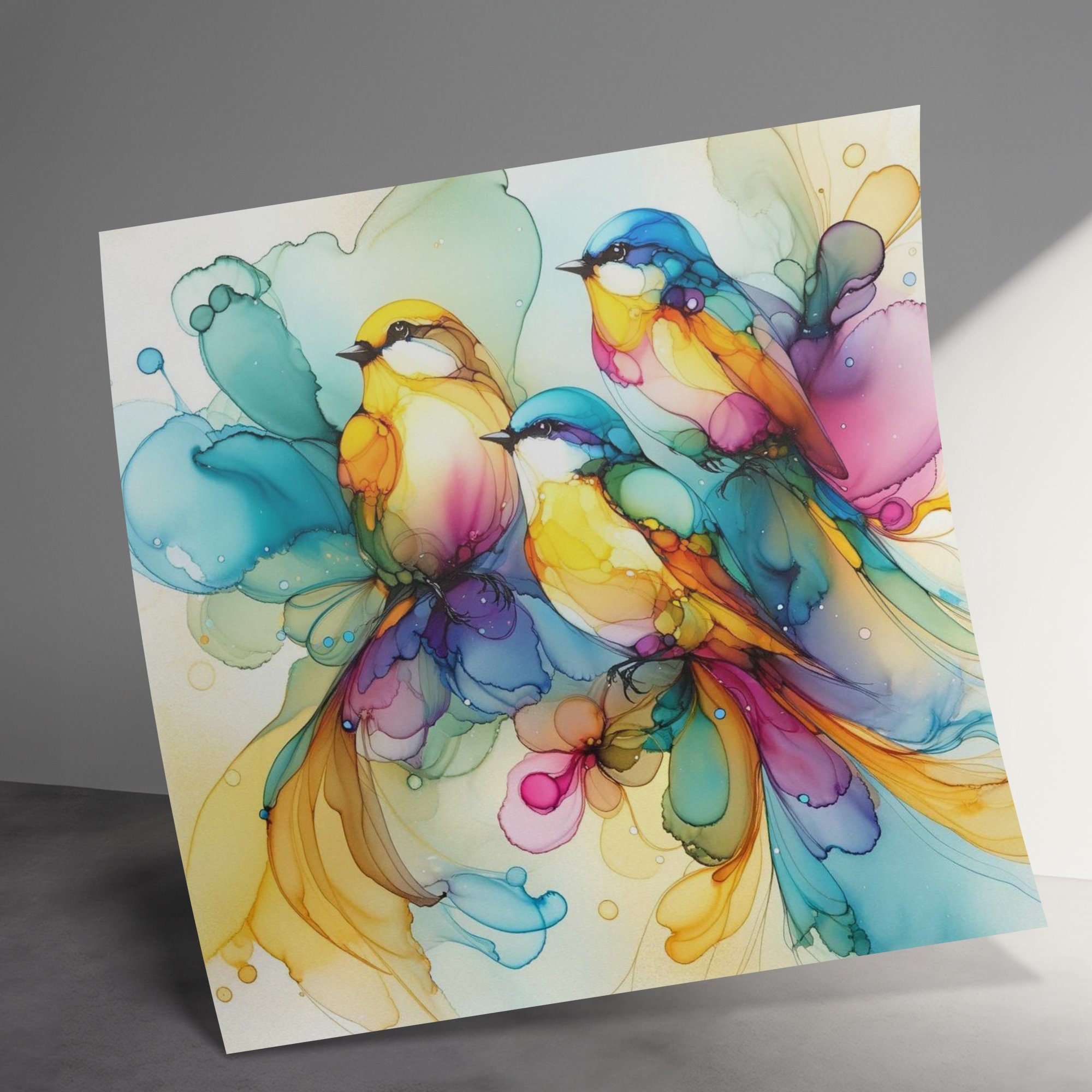Colorful Birds Watercolor Print, Vibrant Wall Art, Office Decor, Home ...