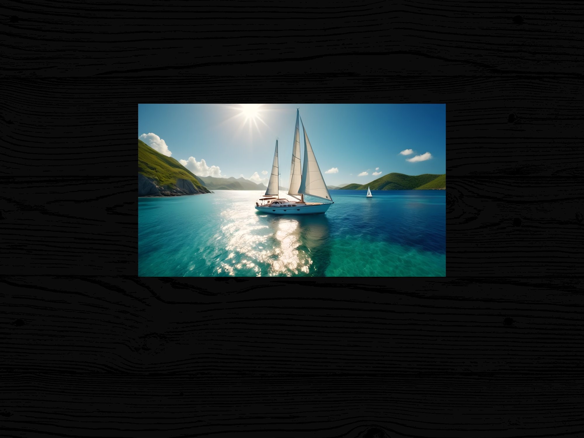Sailboats on Tranquil Sea Digital Art, Samsung Frame TV Art, 16x9 Ratio ...