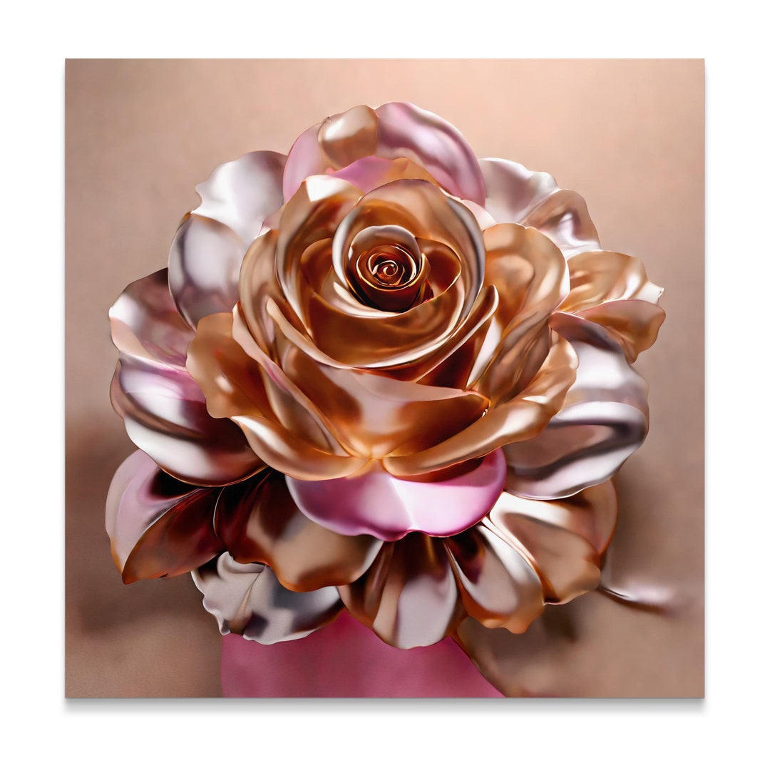 Rose Gold Flower Wall Art, Elegant Floral Decor Print, Perfect Accent ...
