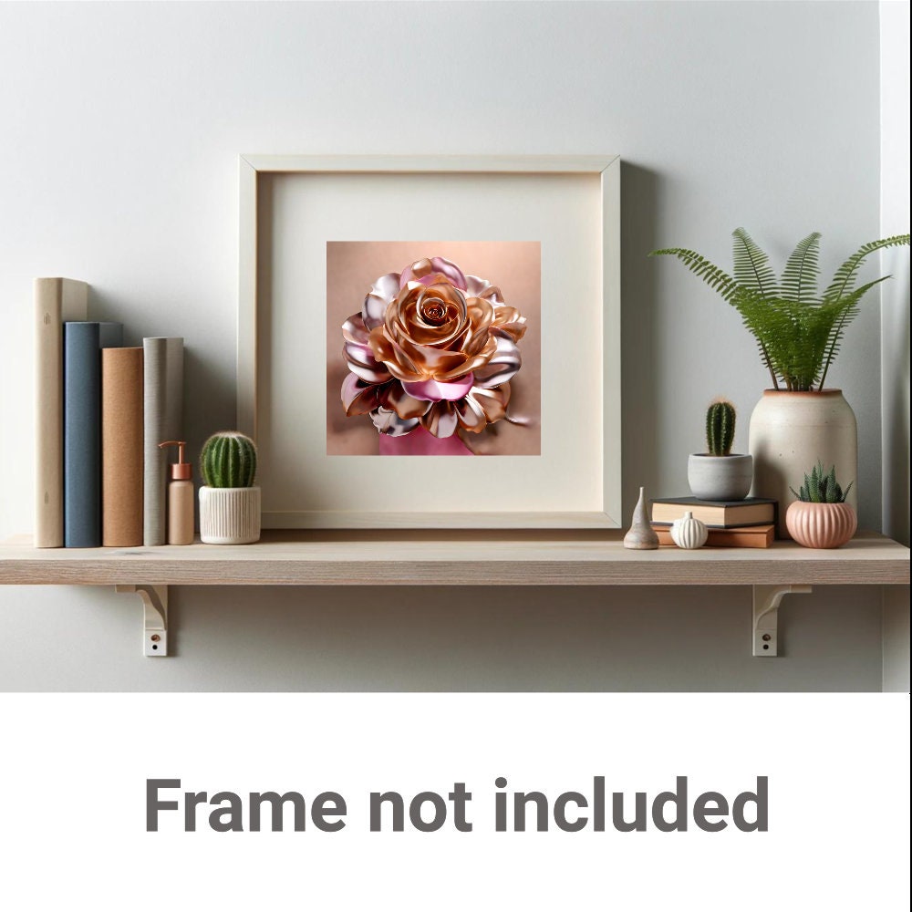 Rose Gold Flower Wall Art, Elegant Floral Decor Print, Perfect Accent ...