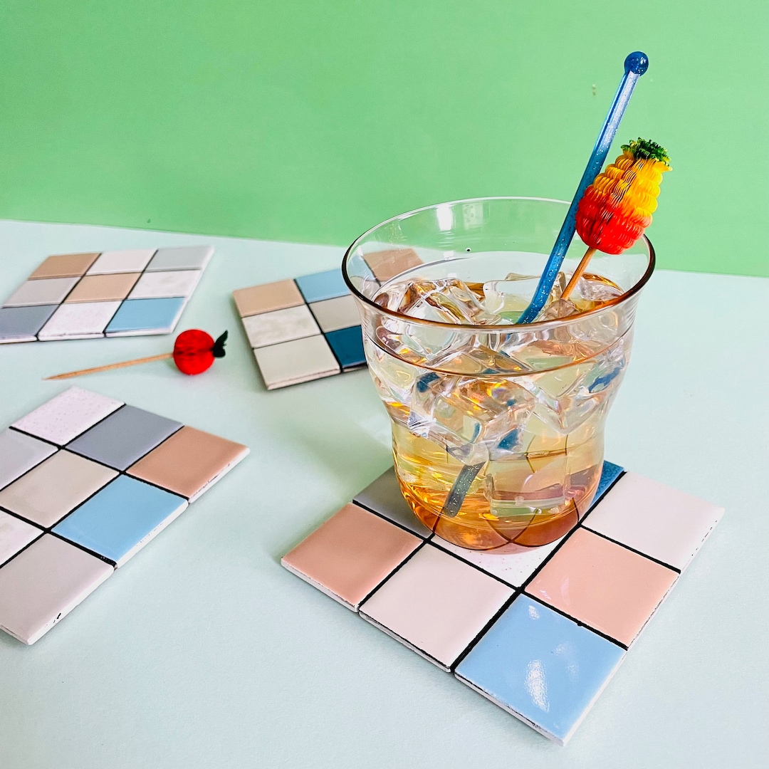 Vintage Coasters, Handmade Coasters, Tile Coasters, Colorful Coasters ...