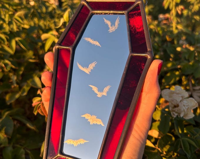Engraved Bat Coffin Mirror - Etsy