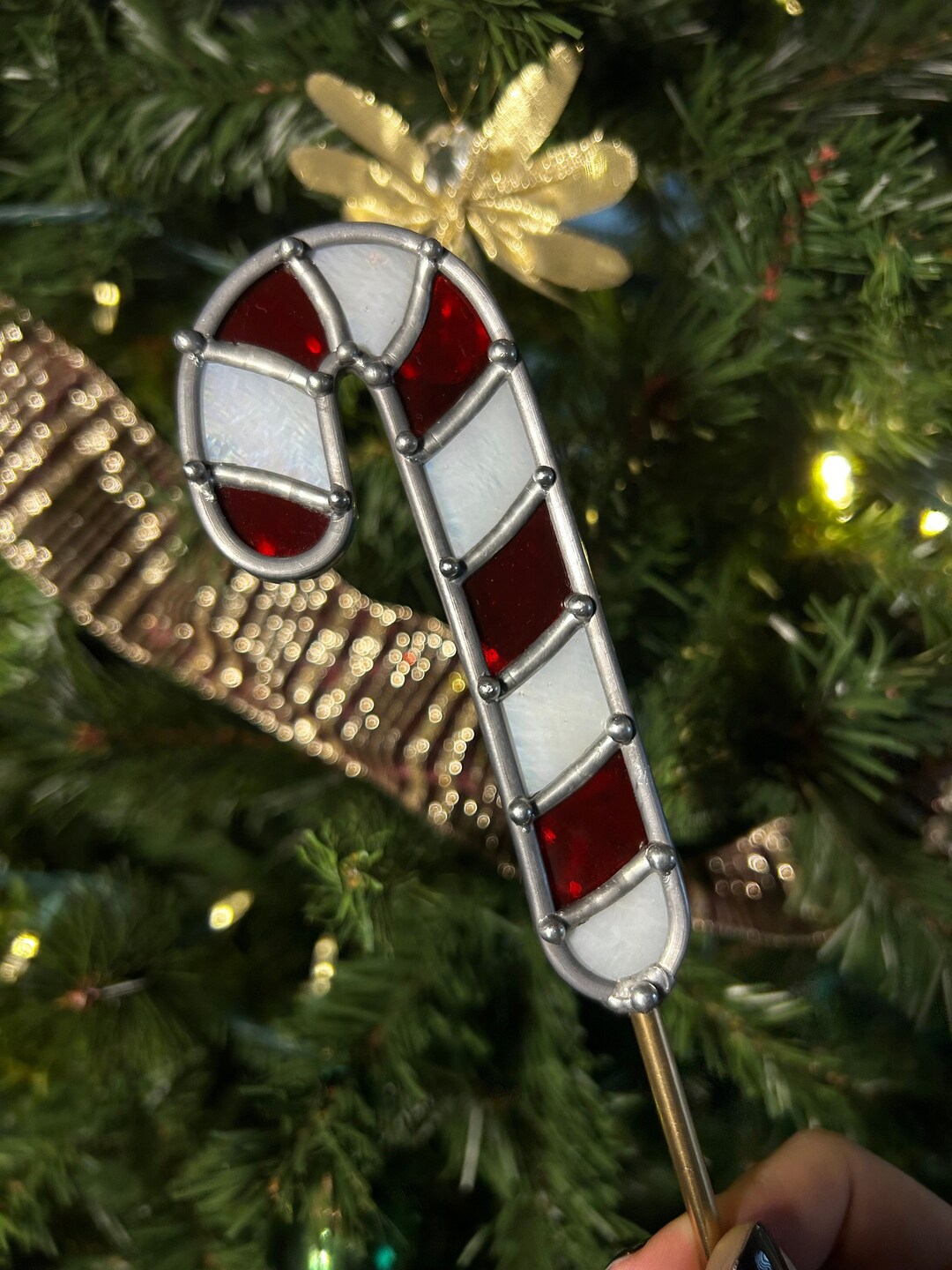 Stained Glass Candy Cane Plant Stake - Etsy