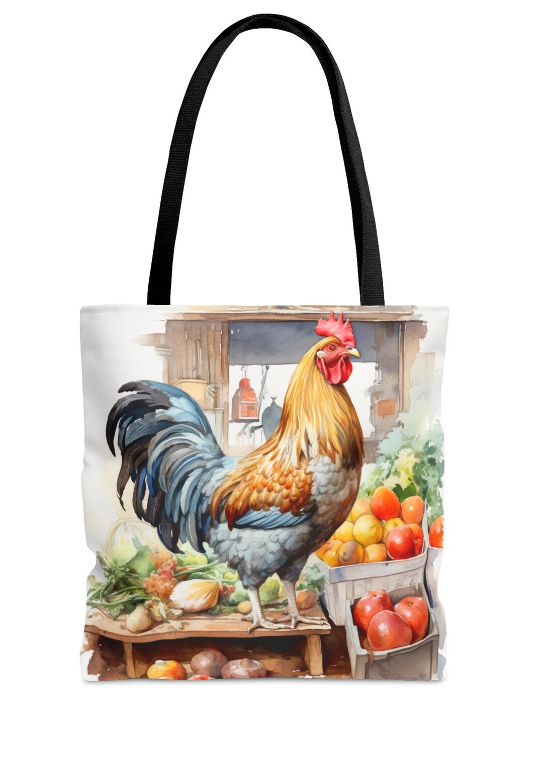 Rooster Chicken Tote Bag Farm Fresh Fashion Grocery Bag or Carry on ...