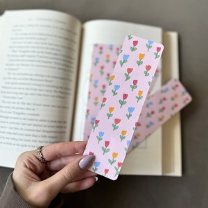 Spring Tulip Bookmark Pink Bookmark Floral Pink Coquette Bookmark for ...