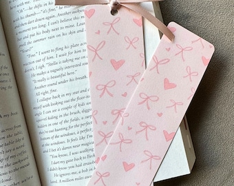 Coquette Bow Bookmark Pink Bookmark With Ribbon Pink Coquette Bookmark ...