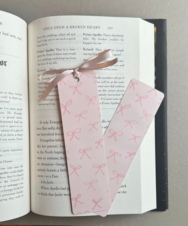 Coquette Bow Bookmark Pink Bookmark With Ribbon Pink Coquette Bookmark ...