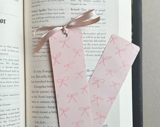 Coquette Bow Bookmark Pink Bookmark With Ribbon Pink Coquette Bookmark ...
