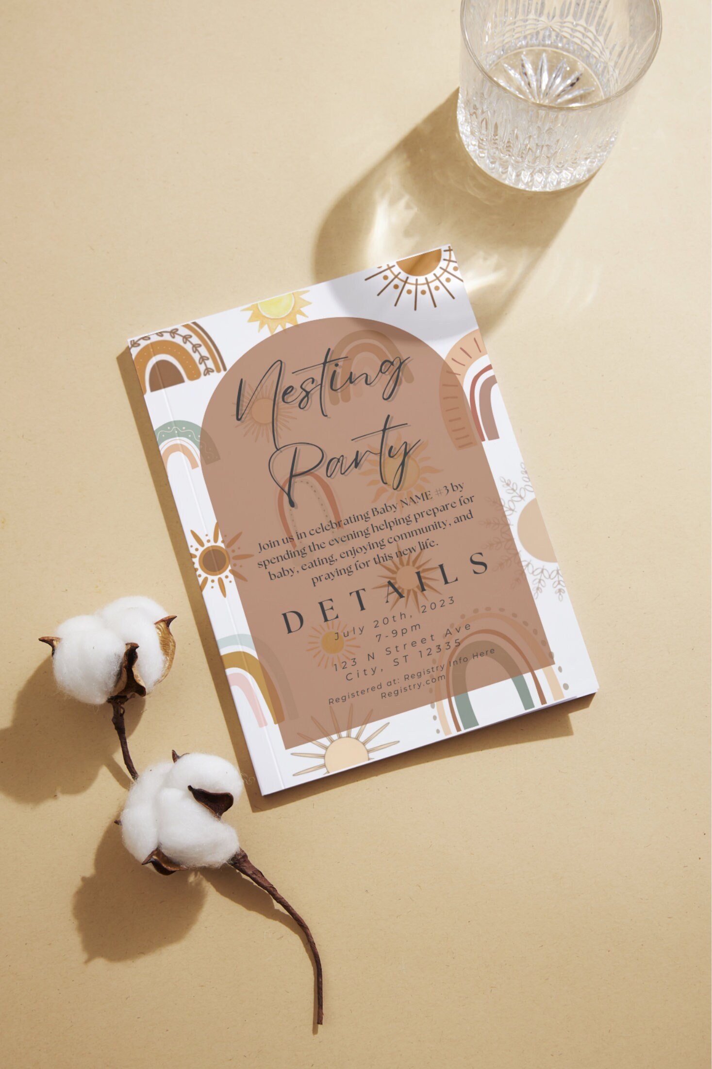 Boho Rainbows and Sun Gender Neutral Nesting Party Invitation Baby ...