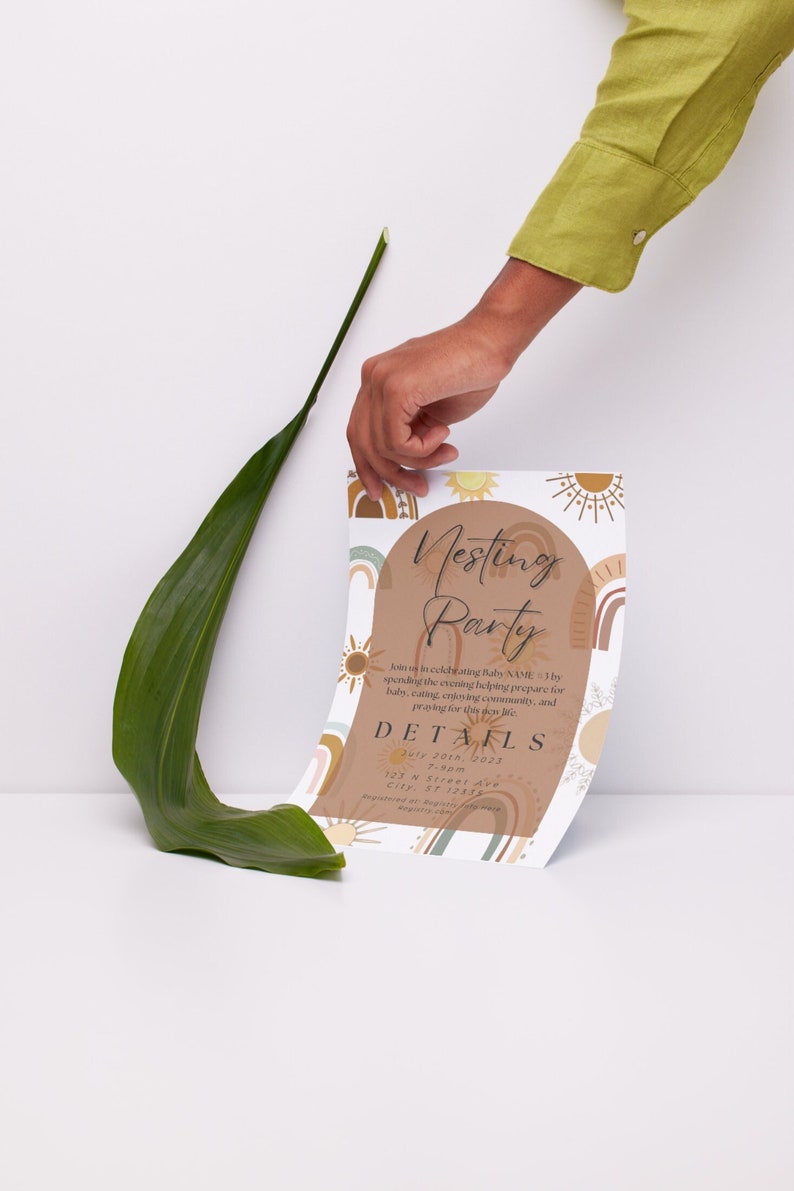 Boho Rainbows and Sun Gender Neutral Nesting Party Invitation Baby ...