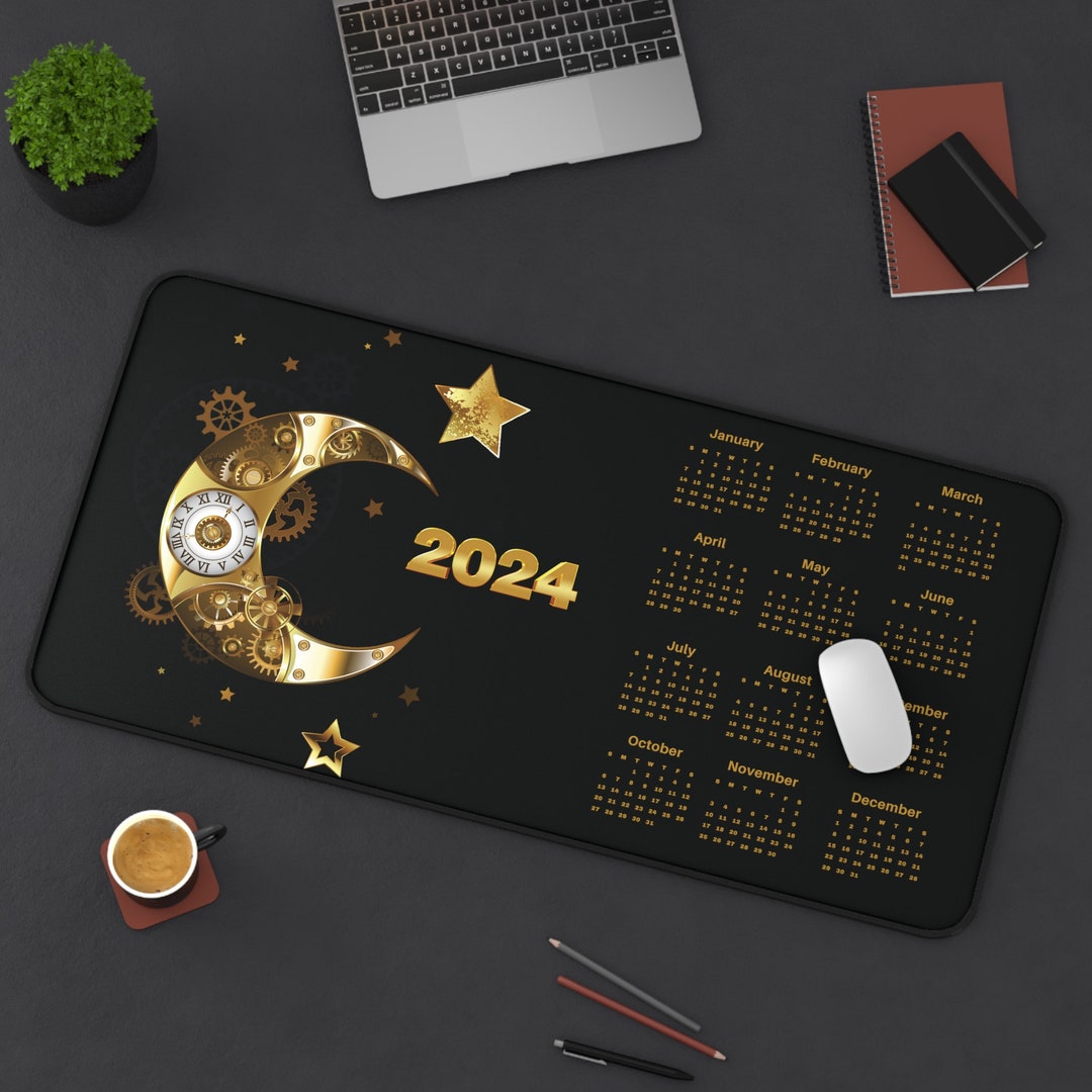 Desk Mat With 2024 Calendar Mechanical Moon - Etsy