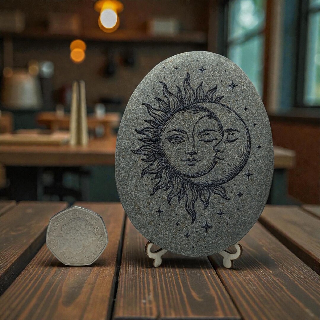 Engraved Moon and Sun Stone – Custom Message, Meditation Decor - Etsy