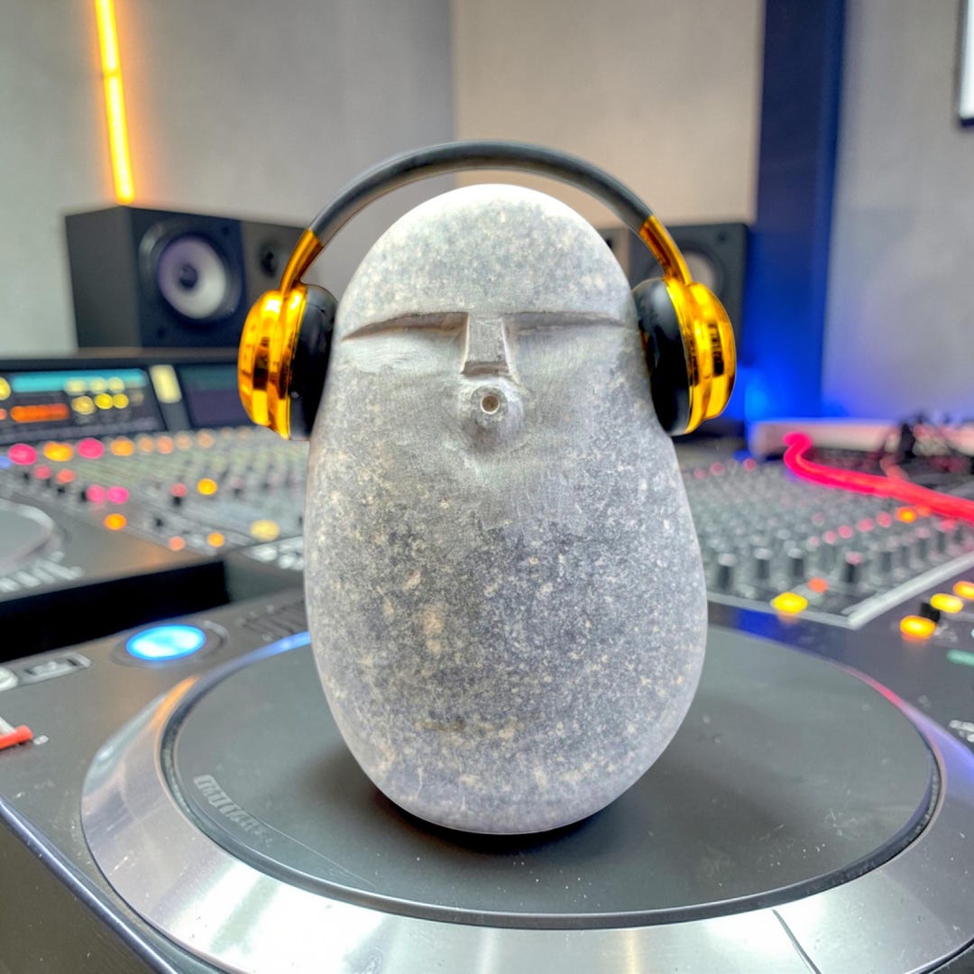 DJ Oof Stone Pebble Sculpture – Hand-carved Limestone Figurine, Unique ...