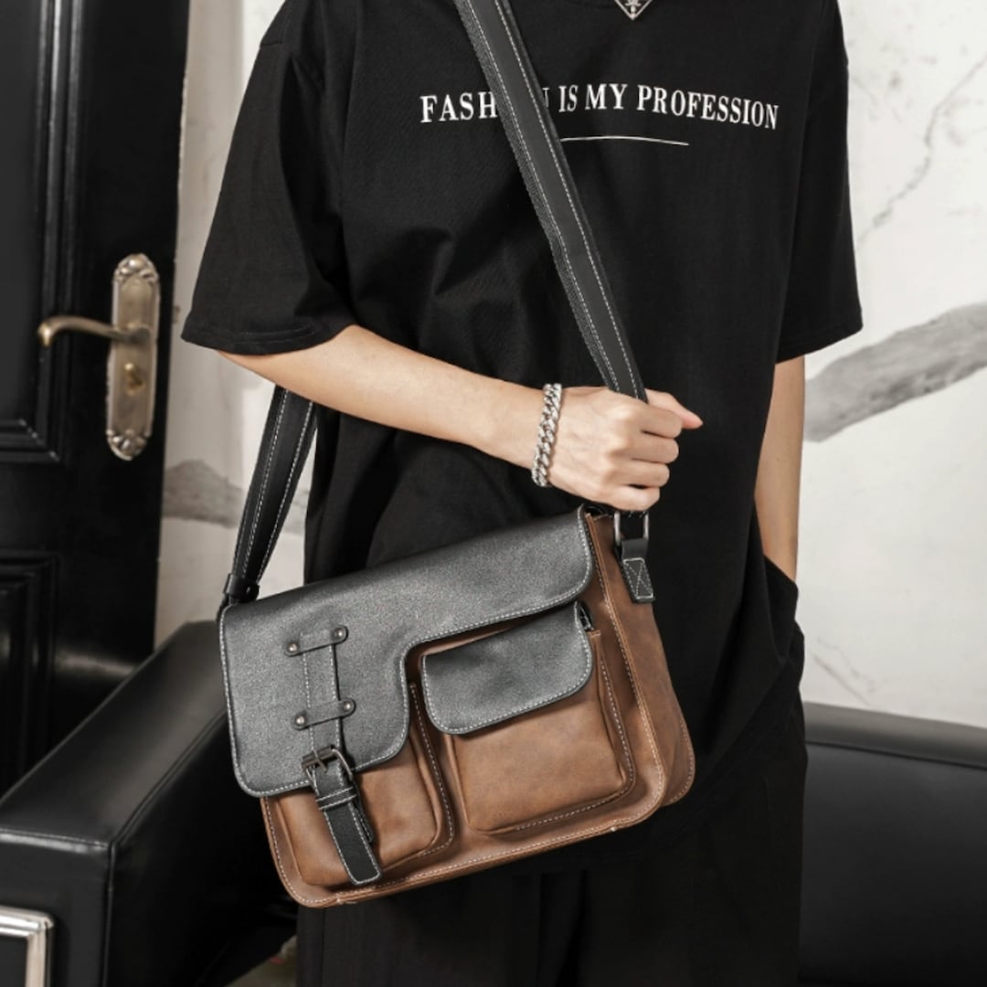 Retro Messenger Bags for Men Leather Crossbody Bags Fashion Men's Sling ...