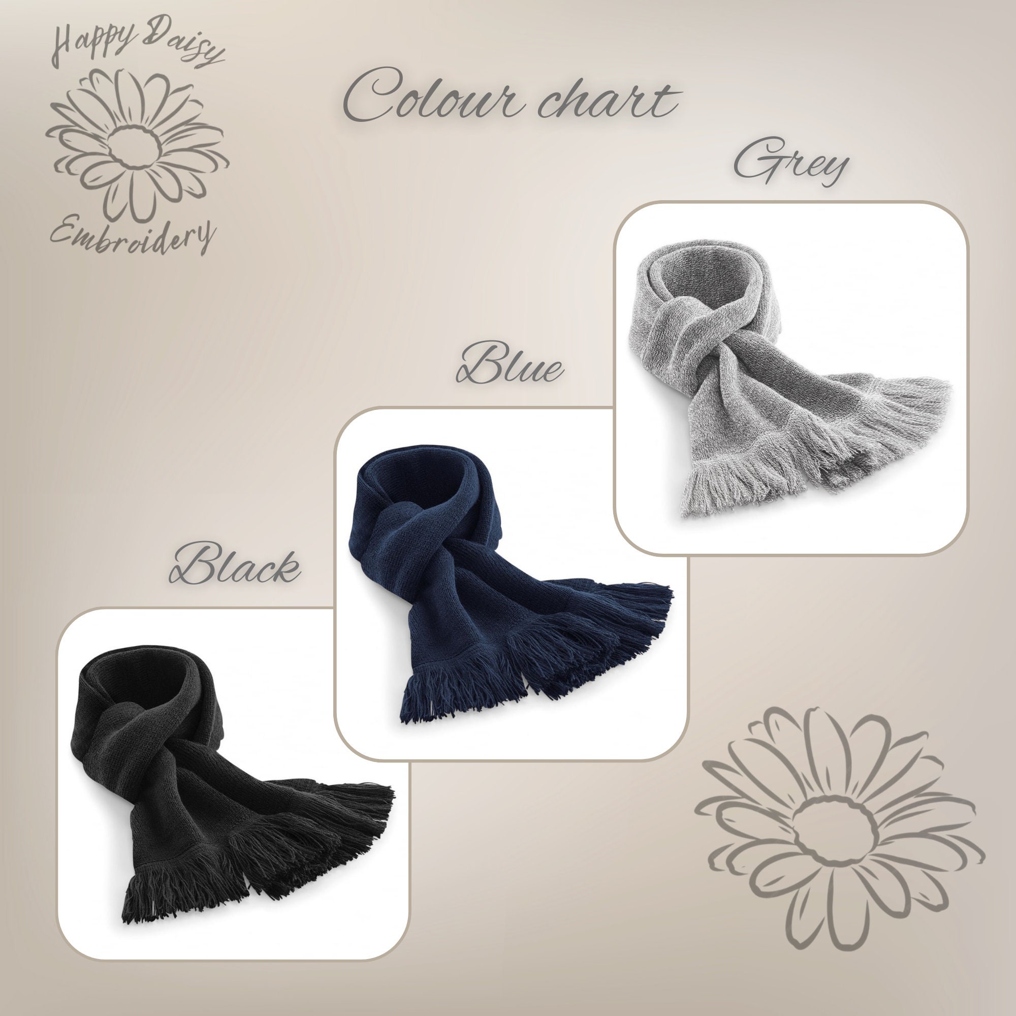 Personalised Embroidered Scarf for Him With Name or Initials, Cozy ...