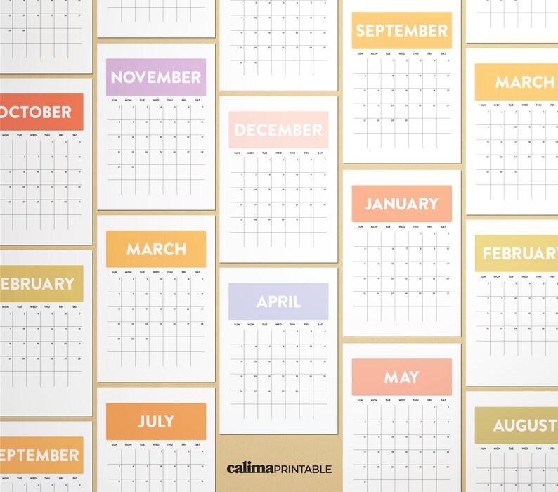 2026 Monthly Calendar Printable: Colorful Portrait Planner (A4 A3 ...