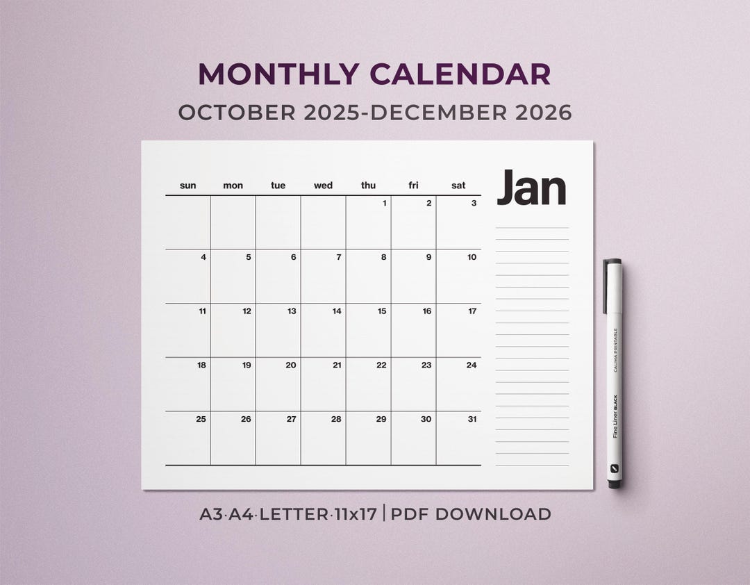 2026 Monthly Calendar Printable: Modern Landscape Planner (letter, A4 ...