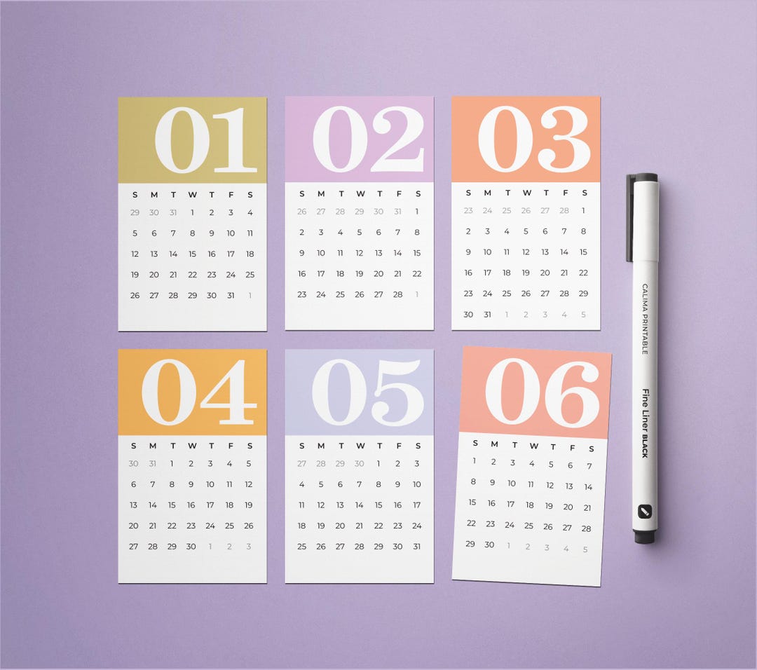 2025 Mini Calendar Printable Cards Monthly Mini Desk Calendar Printable ...