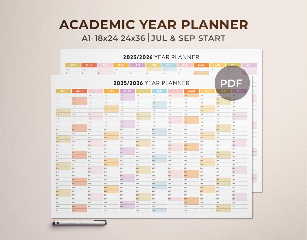 2025 2026 Academic Large Wall Calendar | Mid Year Calendar | School ...