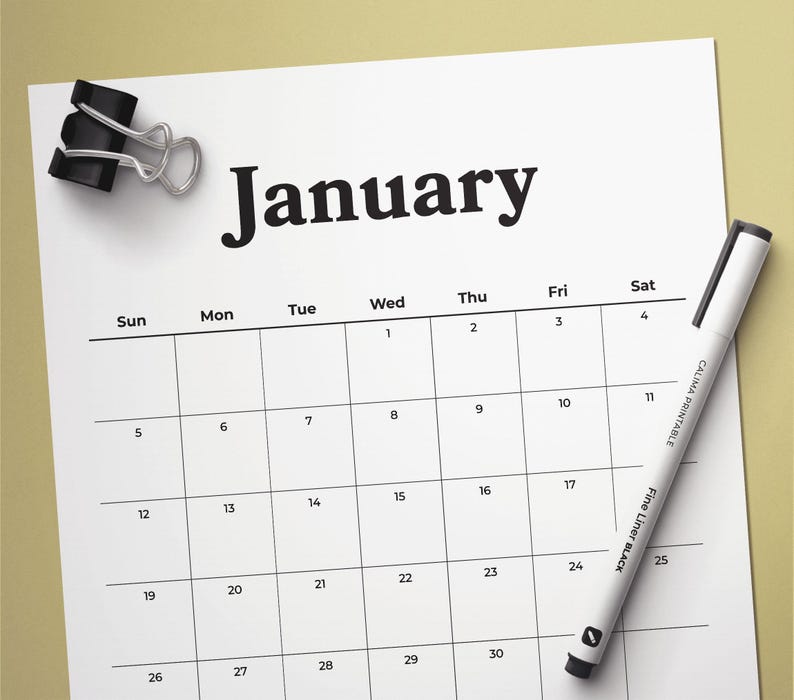 2025 Printable Monthly Calendar | Month Planner 2025 | Minimalist ...