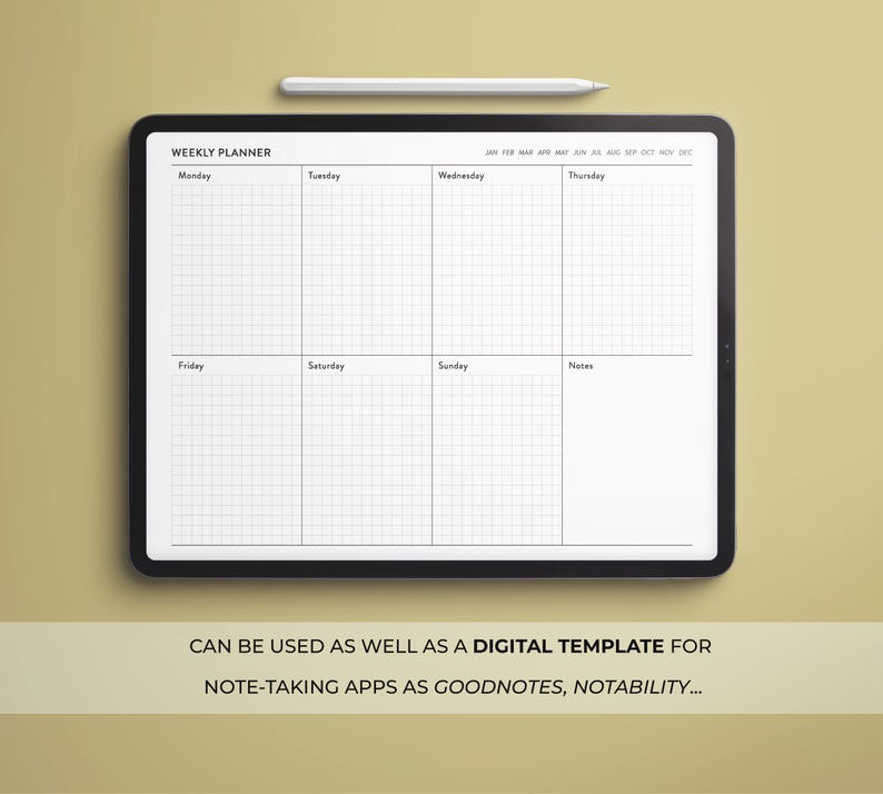Printable Weekly Planner: Modern Grid Schedule (a4/letter PDF Download ...